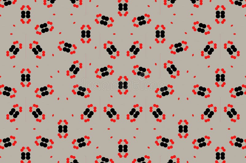 A Pattern of Black and Red Dot Shapes on a Gray Background Stock ...