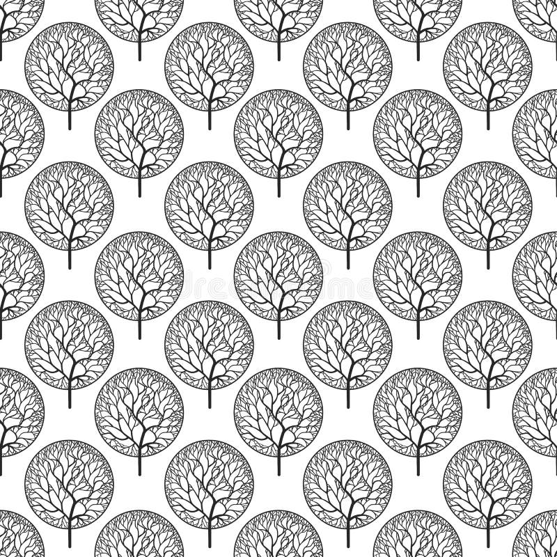 Pattern with black trees stock vector. Illustration of background ...