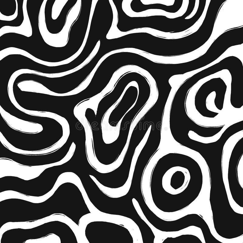 Pattern with Black and White Abstract Waves. Vector Illustration Stock ...