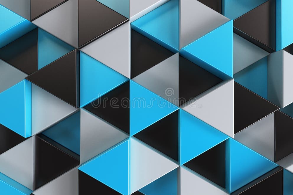 Pattern of Black, White and Blue Triangle Prisms Stock Illustration ...