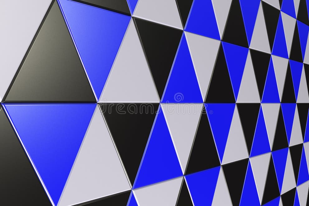 Pattern of Black, White and Blue Triangle Prisms Stock Illustration ...