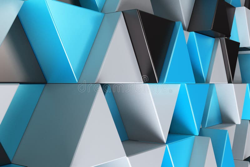 Pattern of Black, White and Blue Triangle Prisms Stock Illustration ...