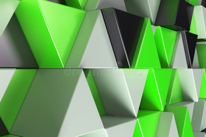 Pattern of Black, White and Green Triangle Prisms Stock Illustration ...