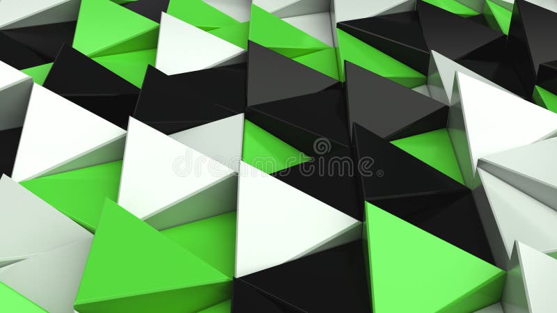 Pattern of Black, White and Green Triangle Prisms Stock Illustration ...