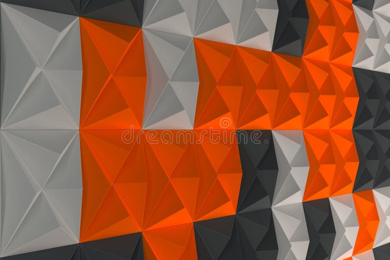 Pattern of Black, White and Orange Pyramid Shapes Stock Illustration ...