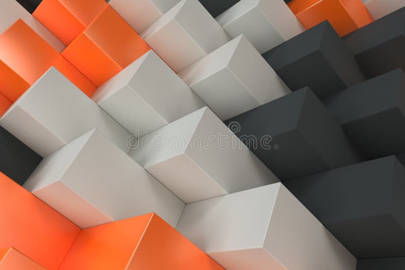 Pattern with Black, White and Orange Rectangular Shapes Stock ...