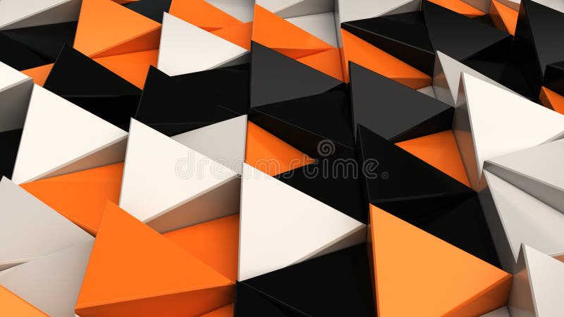 Pattern of Black, White and Orange Triangle Prisms Stock Illustration ...