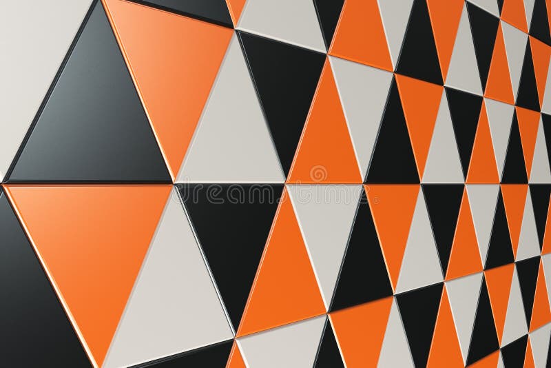 Pattern of Black, White and Orange Triangle Prisms Stock Illustration ...