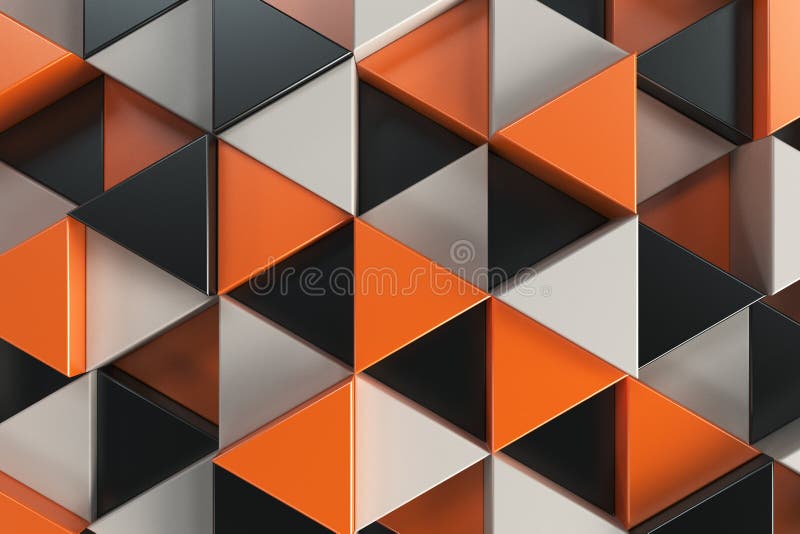 Pattern of Black, White and Orange Triangle Prisms Stock Illustration ...