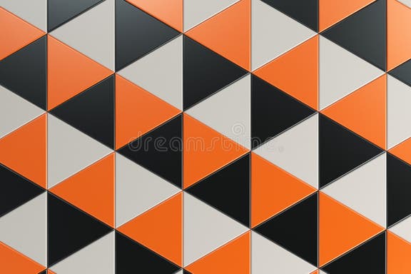 Pattern of Black, White and Orange Triangle Prisms Stock Illustration ...