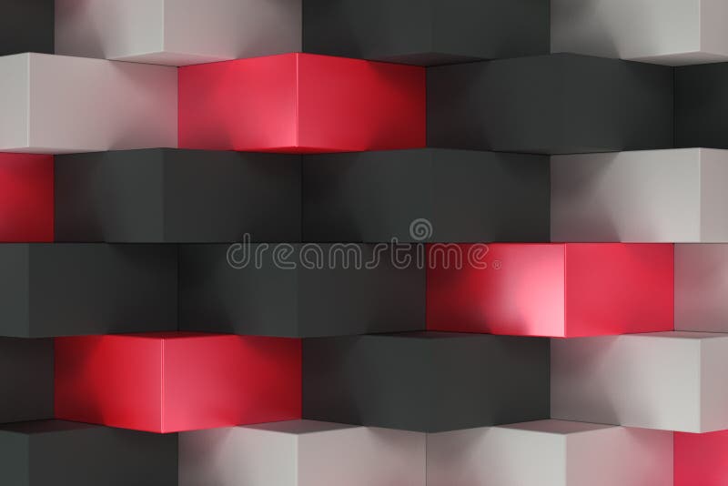 Pattern with Black, White and Red Rectangular Shapes Stock Illustration ...