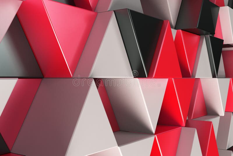 Pattern of Black, White and Red Triangle Prisms Stock Illustration ...