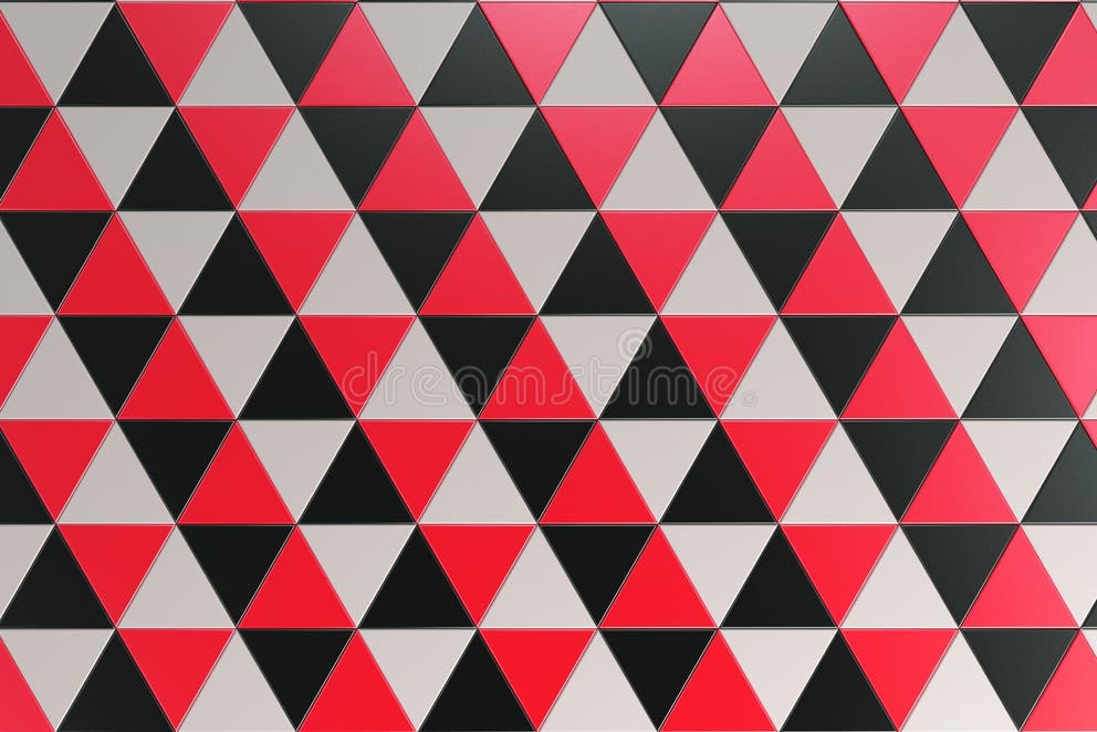 Pattern of Black, White and Red Triangle Prisms Stock Illustration ...