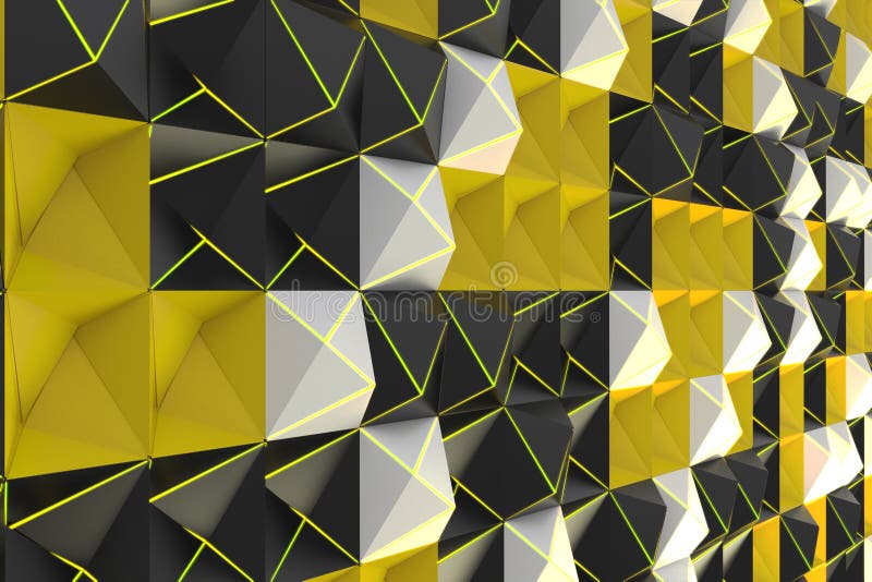 Pattern of Black, White and Yellow Pyramid Shapes Stock Illustration ...