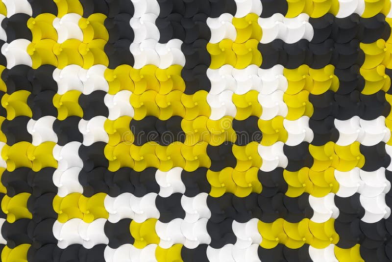 Pattern of Black, White and Yellow Twisted Pyramid Shapes Stock ...