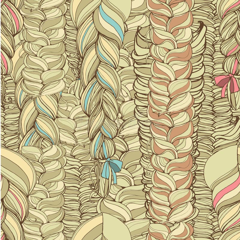 Pattern with blonde braids stock vector. Illustration of accessories ...