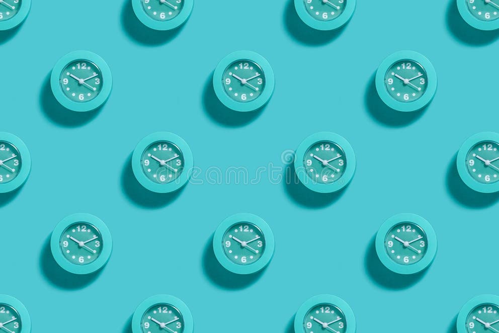 Pattern of Blue Alarms on Light Blue Background Stock Illustration ...