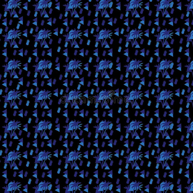 Pattern Blue Black Palm Abstract Stock Illustration - Illustration of ...