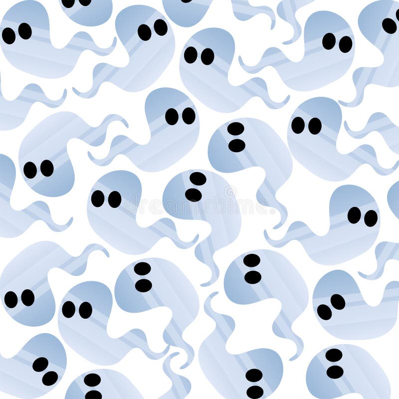 Pattern of Blue Cartoon Ghosts for Halloween Decor, Vector Stock Vector ...