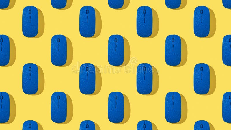 A Pattern of Blue Computer Mice on a Yellow Background Stock Image ...