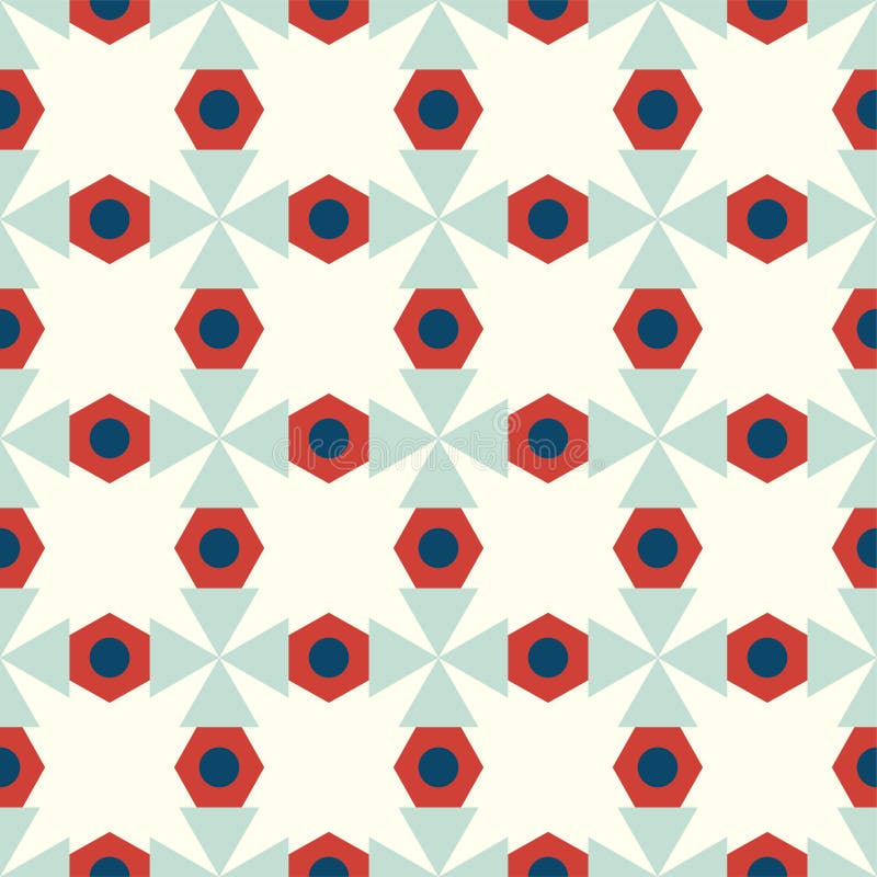 Pattern and Blue Crosses, Red Polygons and Blue Stock Vector ...