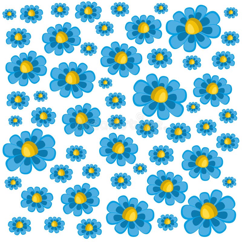 A pattern of blue daisies stock vector. Illustration of garden - 90528597
