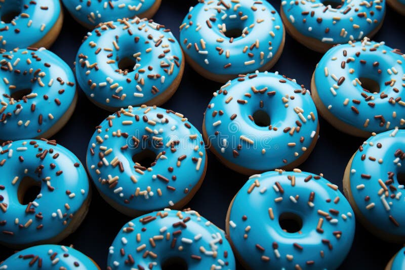 Pattern Blue Donuts Background. Generate Ai Stock Illustration ...