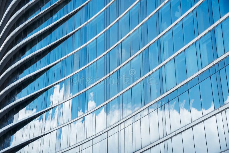 Pattern of Blue Glasses in High Building with Shadow of Cloud. a Stock ...