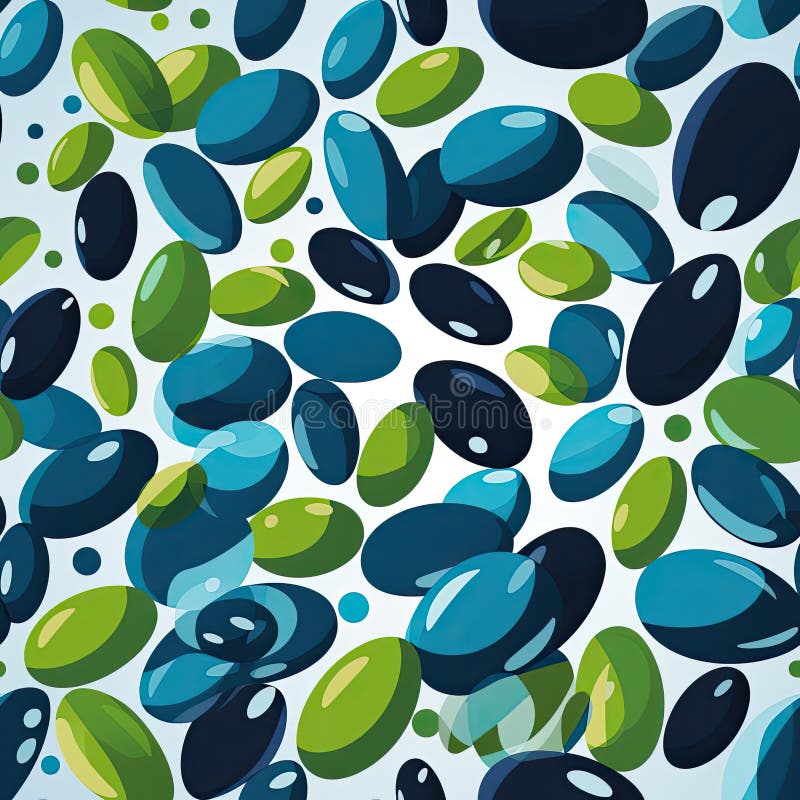 Pattern with Blue and Green Gems in a Cartoonish Style (tiled) Stock ...