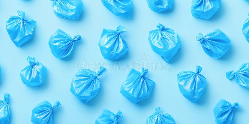 Pattern of Blue Plastic Bags Arranged on a Blue Surface for a Uniform ...