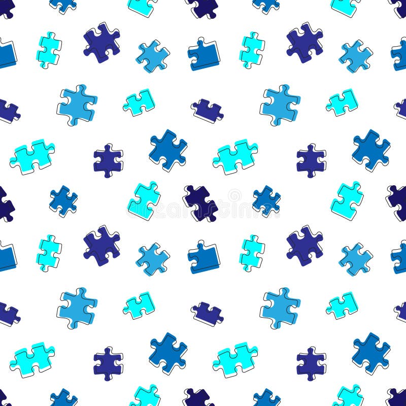 Pattern with blue puzzle stock illustration. Illustration of background ...