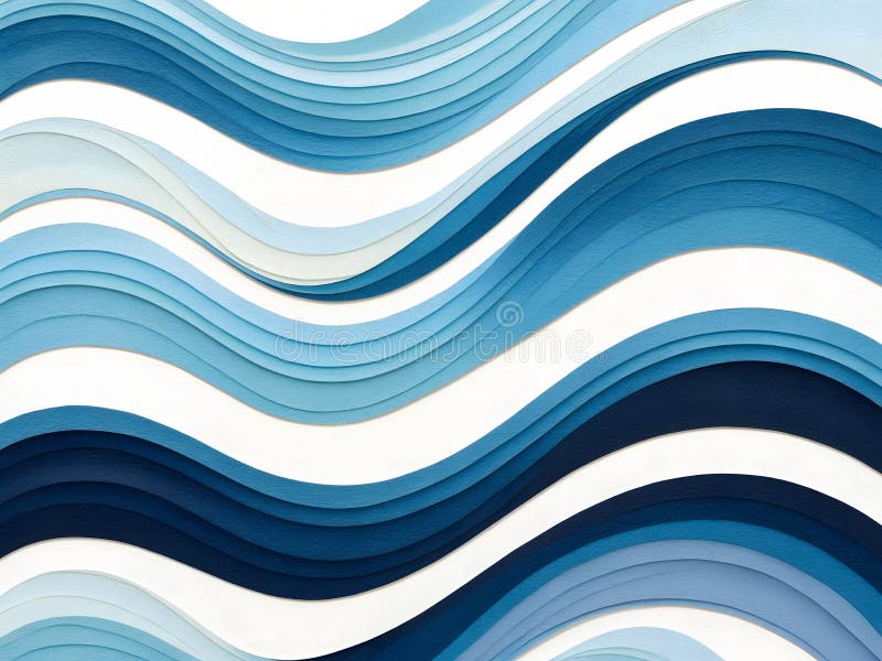 A Pattern of Blue Waves Made from Paper, Arranged in Varying Shades and ...