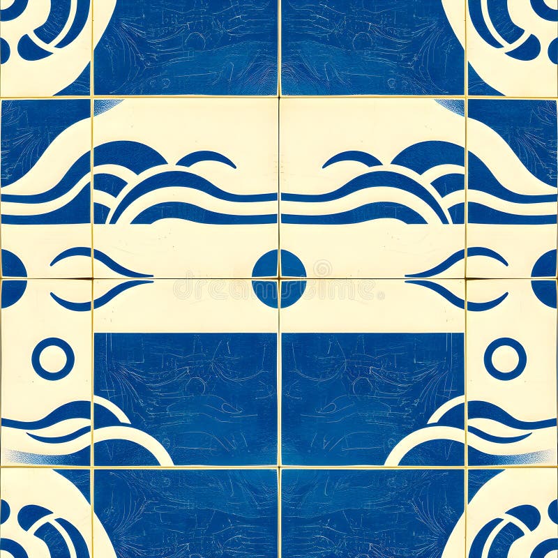 Pattern of Blue and White Tiles Stock Illustration - Illustration of ...