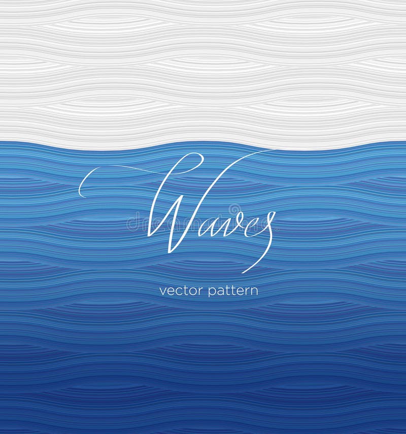 Pattern Blue and White Waves, Calligraphy, Lettering Stock Vector ...