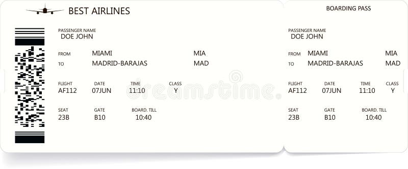 Pattern of a Boarding Pass and Air Ticket Stock Vector - Illustration ...