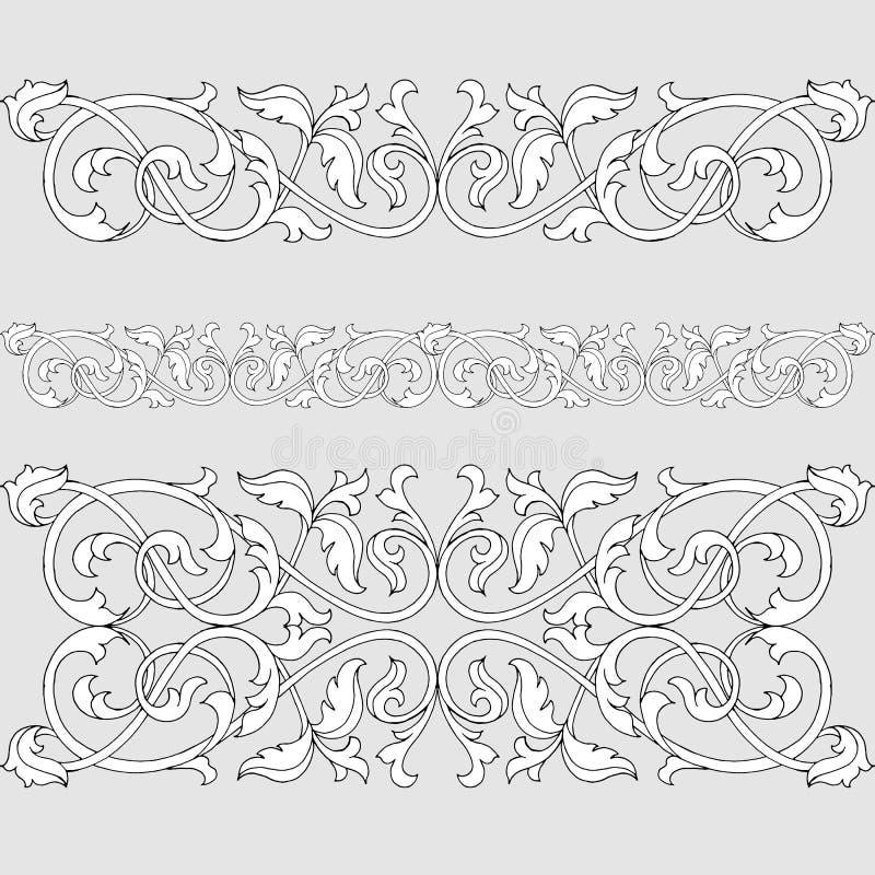 2108 Border Baroque, Pattern, Border Set in Black and White, Classic ...
