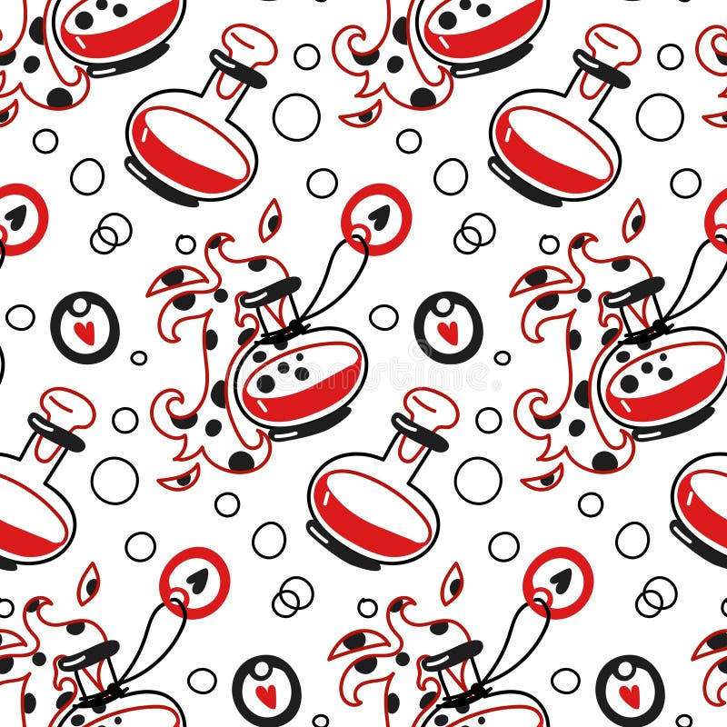 Pattern of a Bottle of Different Shapes with a Colored Love Potion for ...