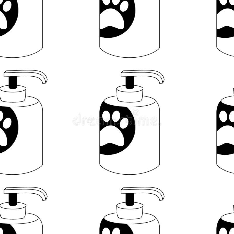Pattern with a Bottle of Shampoo for Animals, Cats, Dogs Stock Vector ...