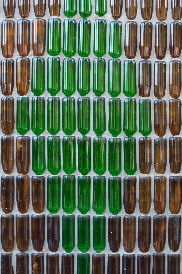 Pattern of Bottles on the Concrete Wall Stock Image - Image of mosaic ...
