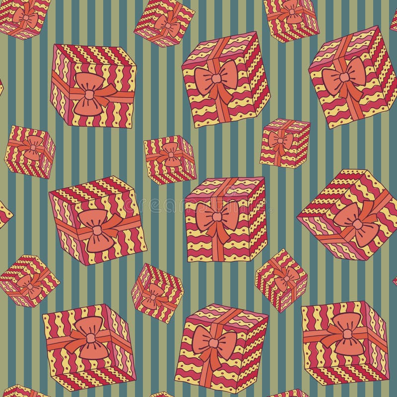 Pattern with Boxes in Waves on Striped Background Stock Vector ...