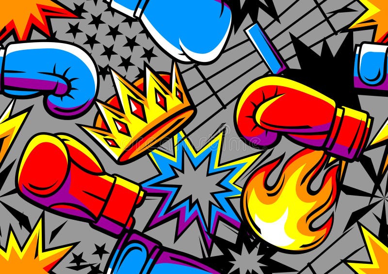 Pattern with Boxing Items. Box Club Illustration. Sport Background in ...