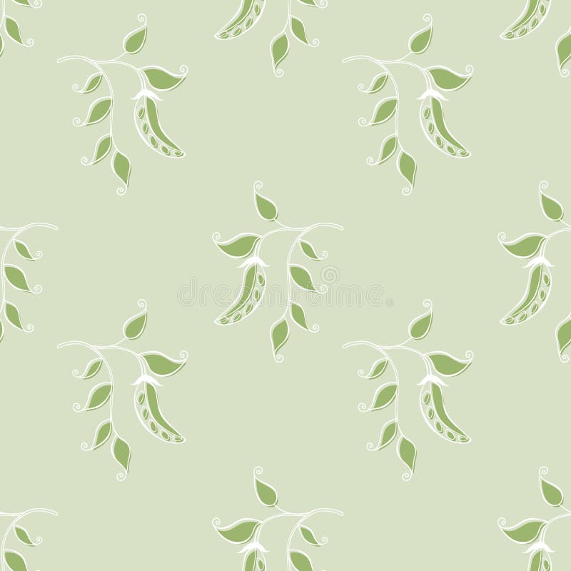 Pattern with Branch of Pea Pods , on Green Pastel Background. Stock ...