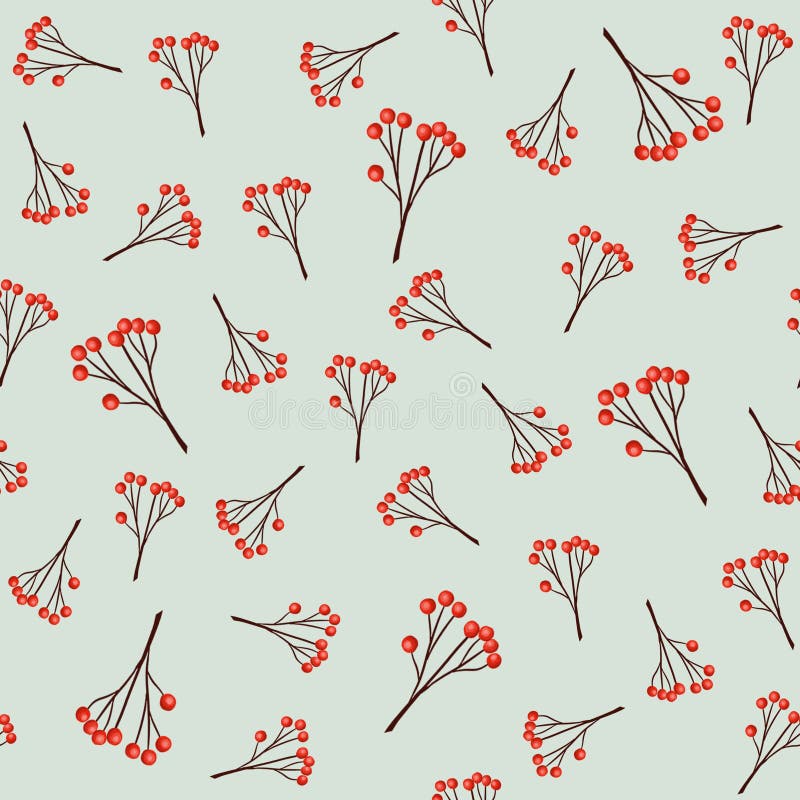 Pattern with a Branch of Red Mountain Ash Stock Illustration ...