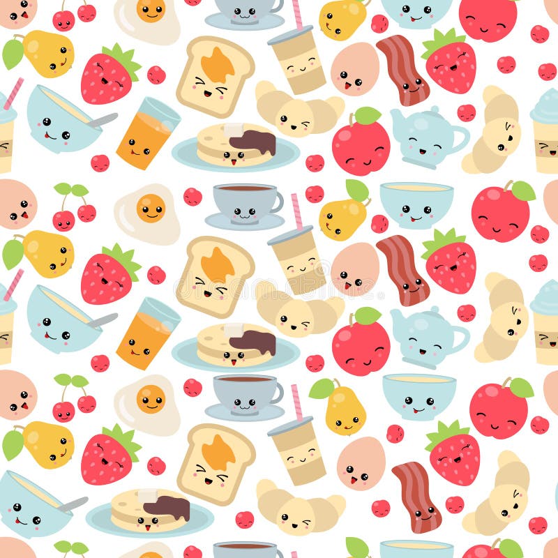 Pattern with Breakfast Food and Beverages. Stock Vector - Illustration ...