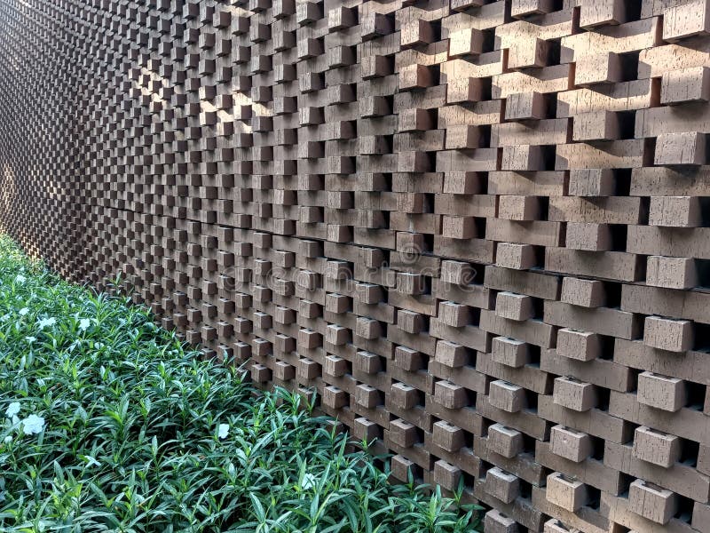 Pattern of Brick Wall with Flower in the Front Stock Photo - Image of ...