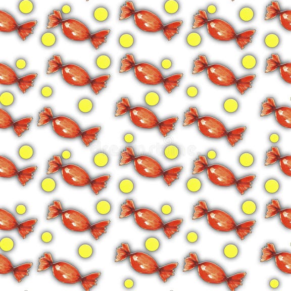 Pattern of Bright Sweets with Decorative Elements on a White Background ...