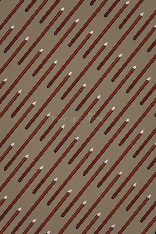 Pattern of brown pencils. stock photo. Image of drawing - 208018878