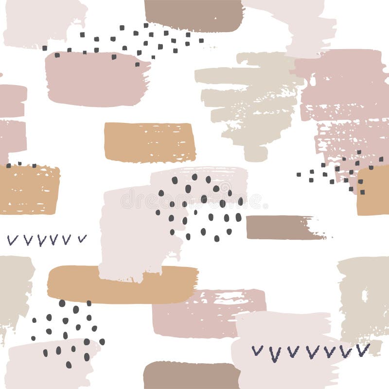 Pattern with Brushstrokes and Dots Stock Vector - Illustration of print ...