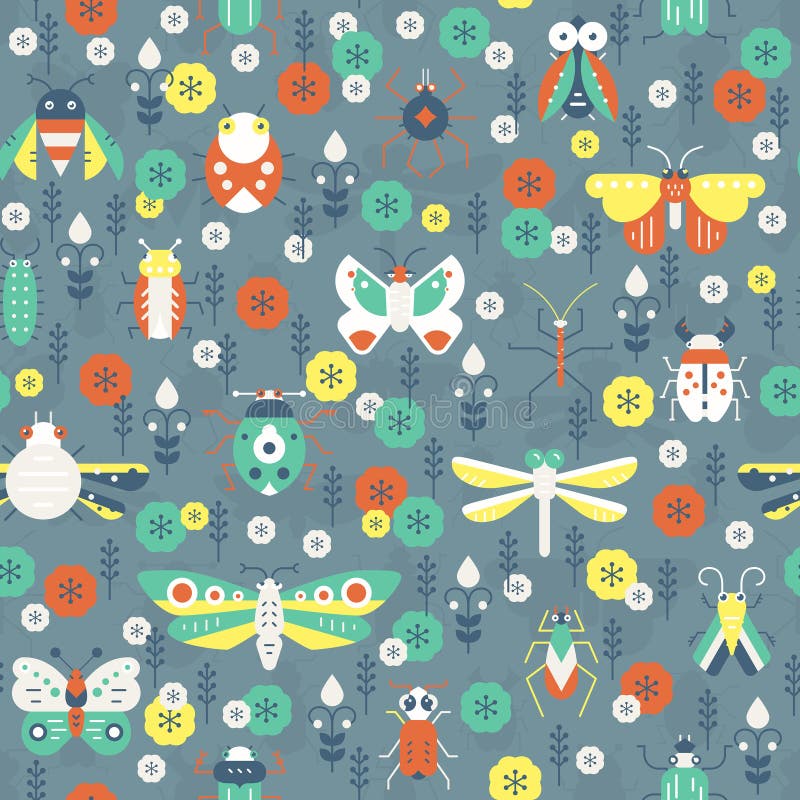 Pattern with Bugs stock vector. Illustration of decoration - 123498507