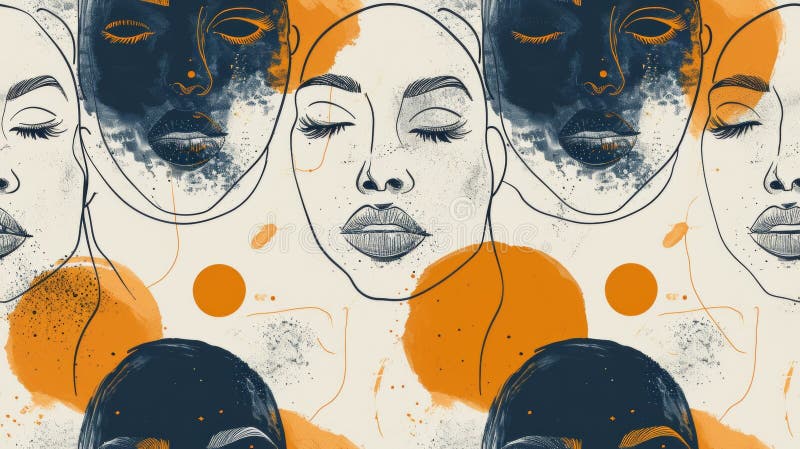 A Pattern of a Bunch of Faces with Different Expressions, AI Stock ...